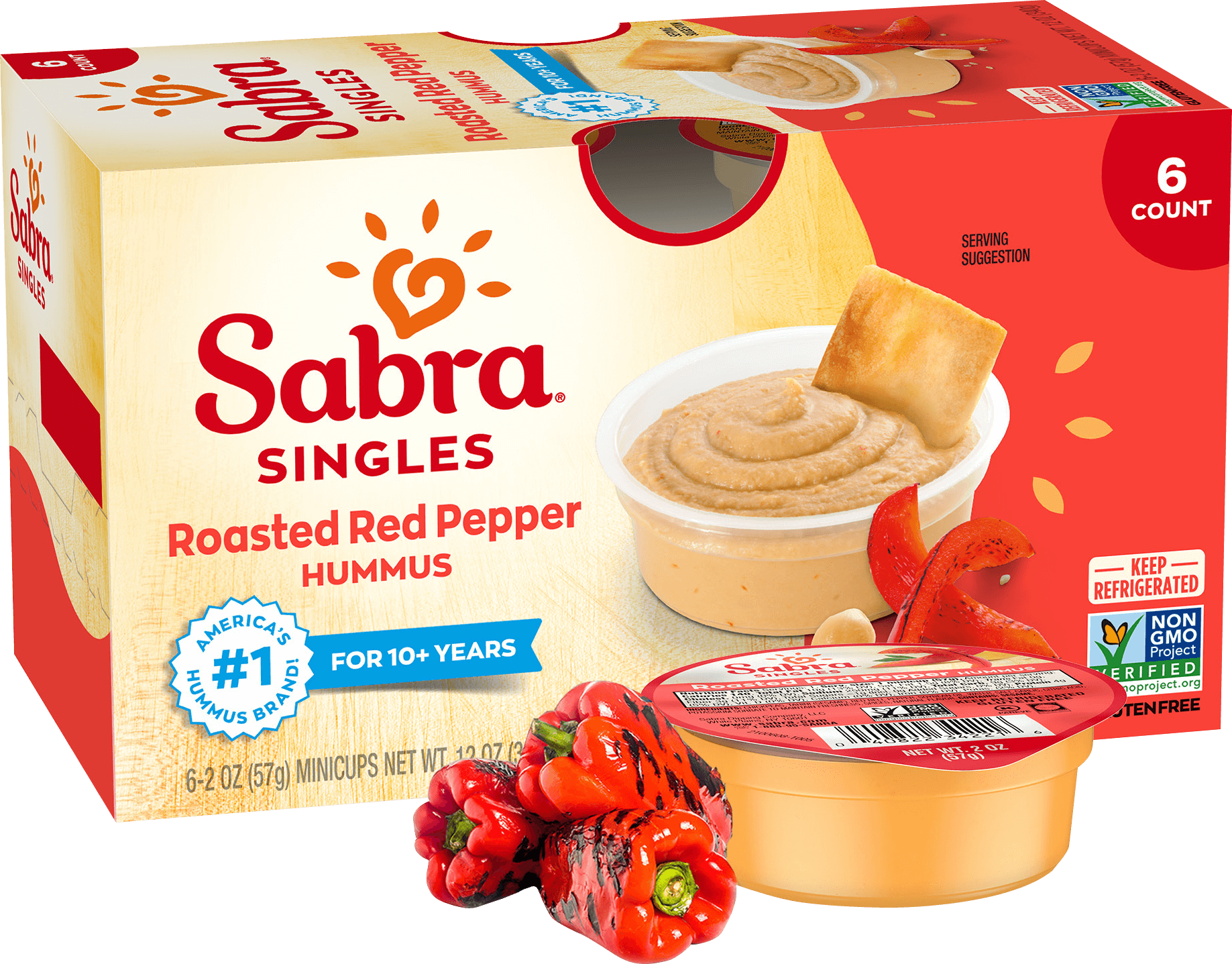 Sabra Roasted Red Pepper Hummus Singles | Sabra